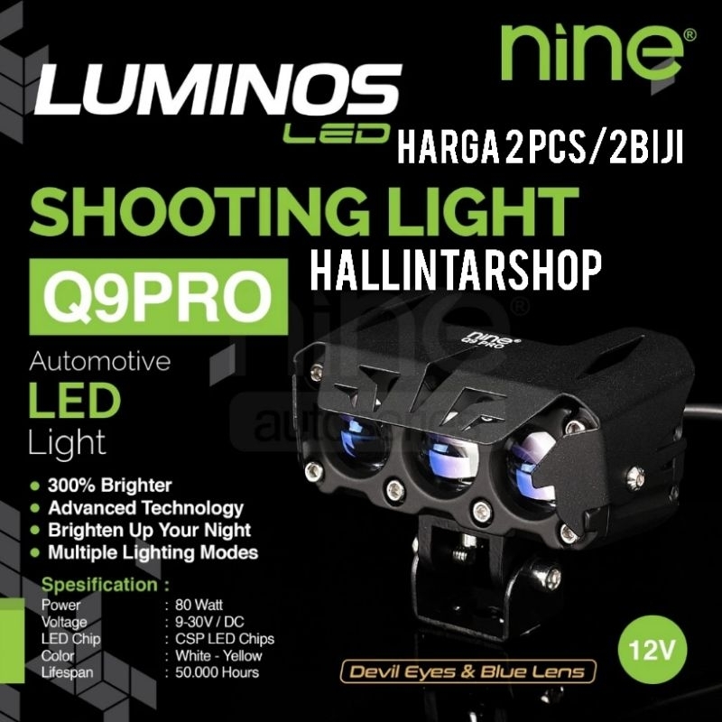 Jual LAMPU MOBIL Luminos Q9pro 3 mata 80watt Putih kuning 3 MATA with ...
