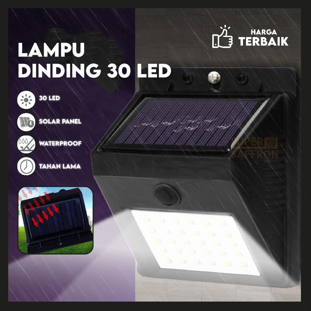 Jual TK Lampu Sensor Dinding Solar Panel 30LED Tenaga Surya Sensor ...