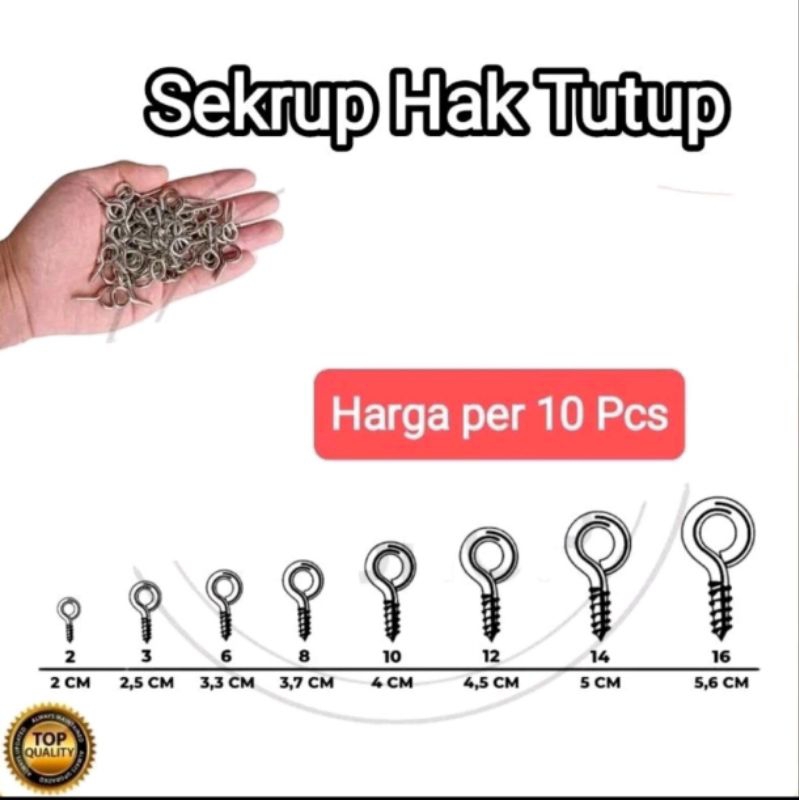 Jual Skrup Mata Tutup Sekrup Ring Bulat No 1 2 3 4 5 6 8 10 12 14 ...