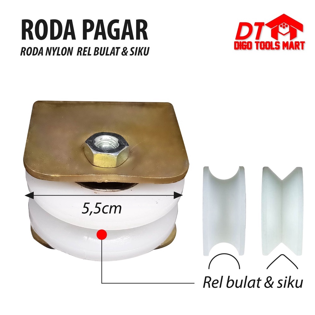 Jual Roda Pagar Nylon Nilon 6 Inci Rel Bulat dan Lancip Siku 1 Pcs KODE ...