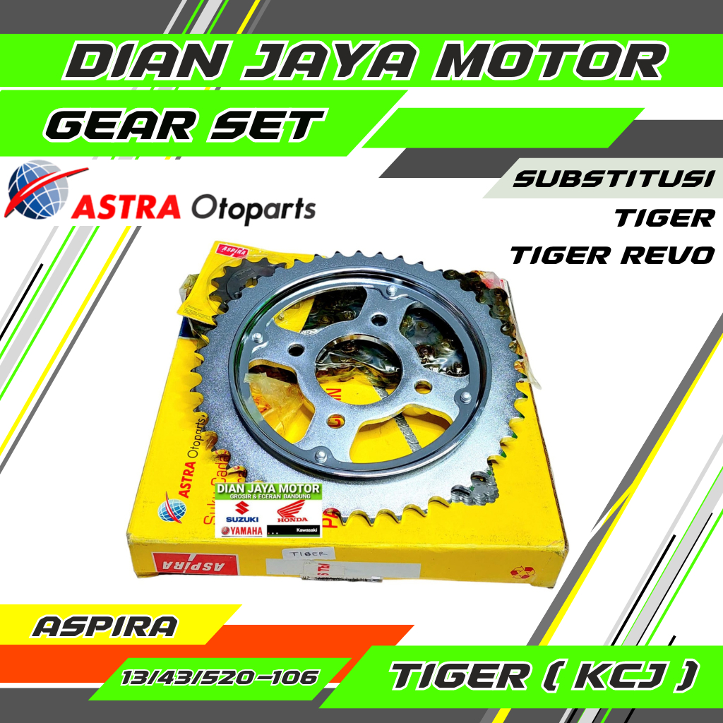 Jual Aspira GIRSET HONDA TIGER H2-412PA-KCJ -111H GEARSET 13T/43T 520 ...