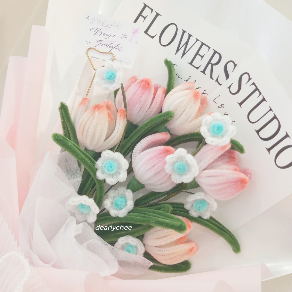 Jual PREMIUM MEDIUM FUZZY WIRE FLOWER BOUQUET / BUKET BUNGA KAWAT / BUNGA PIPE CLEANER / BUKET ...