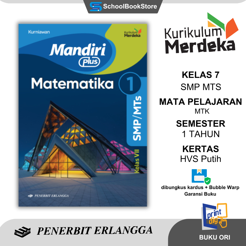 Jual BUMU ERLANGGA MANDIRI Plus MATEMATIKA MTK KELAS 1 7 SMP MTS Kurikulum Merdeka | Shopee ...