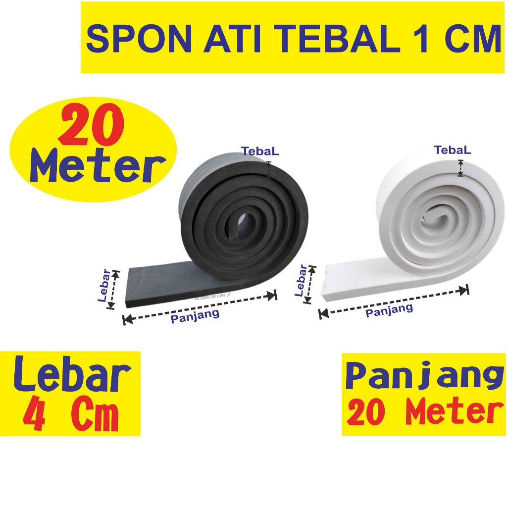 Jual SPON ATI / BUSA ATI / SPON EVA TEBAL 1 CM UKURAN 4 CM X 20 METER ...