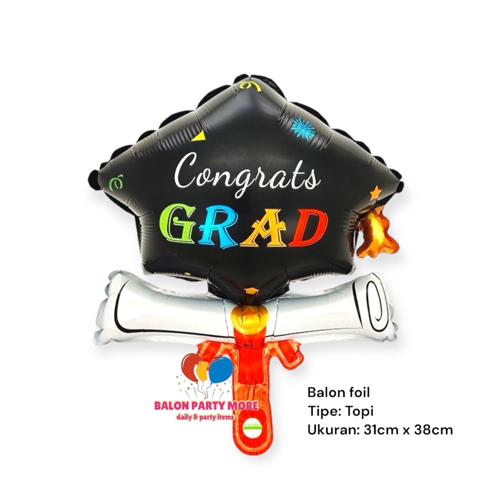 Jual [TOPI TOGA] Balon Foil Tema Graduation/ Balon Wisuda Murah Foil ...