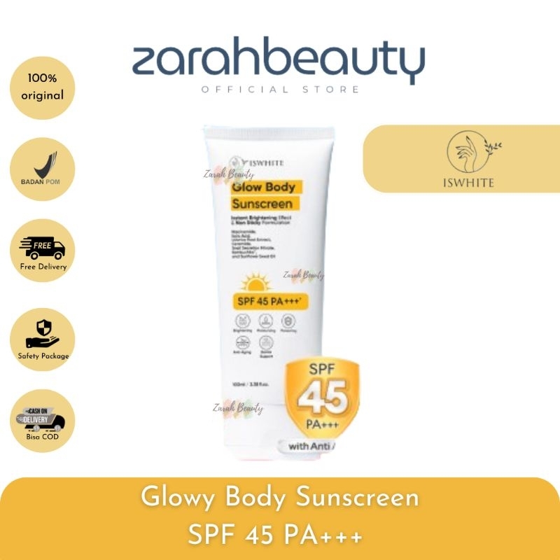 Jual ISWHITE Glow Body Sunscreen SPF 45 PA+++ Hybrid Sunscreen Anti ...