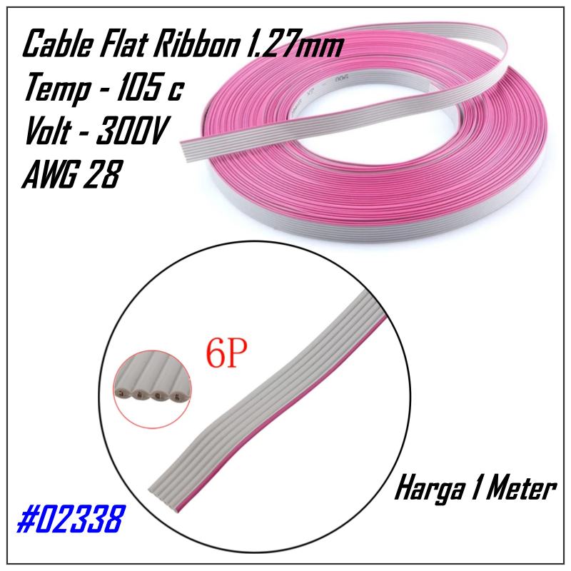Jual 1 Meter kabel Ribbon Flat 6Pin Cable Data 6P kabel Pita Abu Grey ...