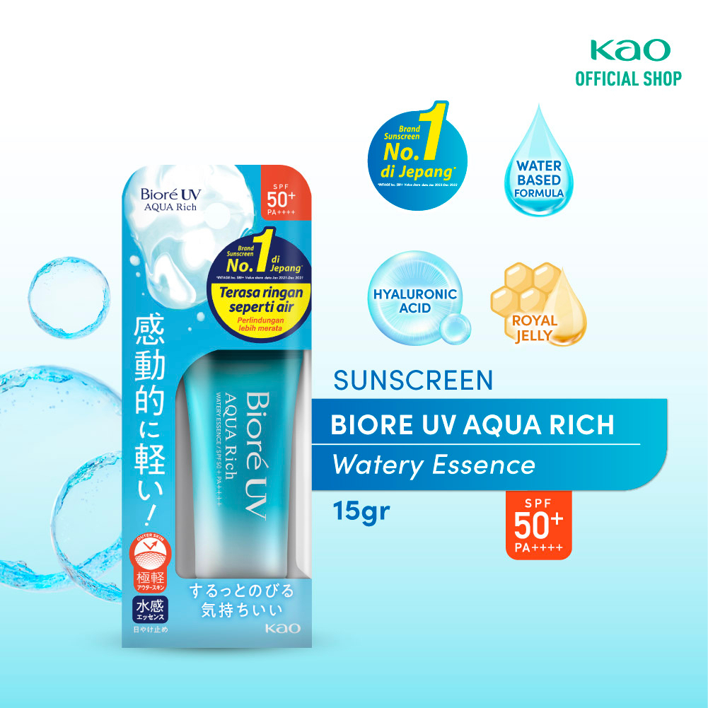 Jual BIORE UV Aqua Rich Watery Essence Sunscreen Skin Care SPF 50 PA++++ 15g | Shopee Indonesia