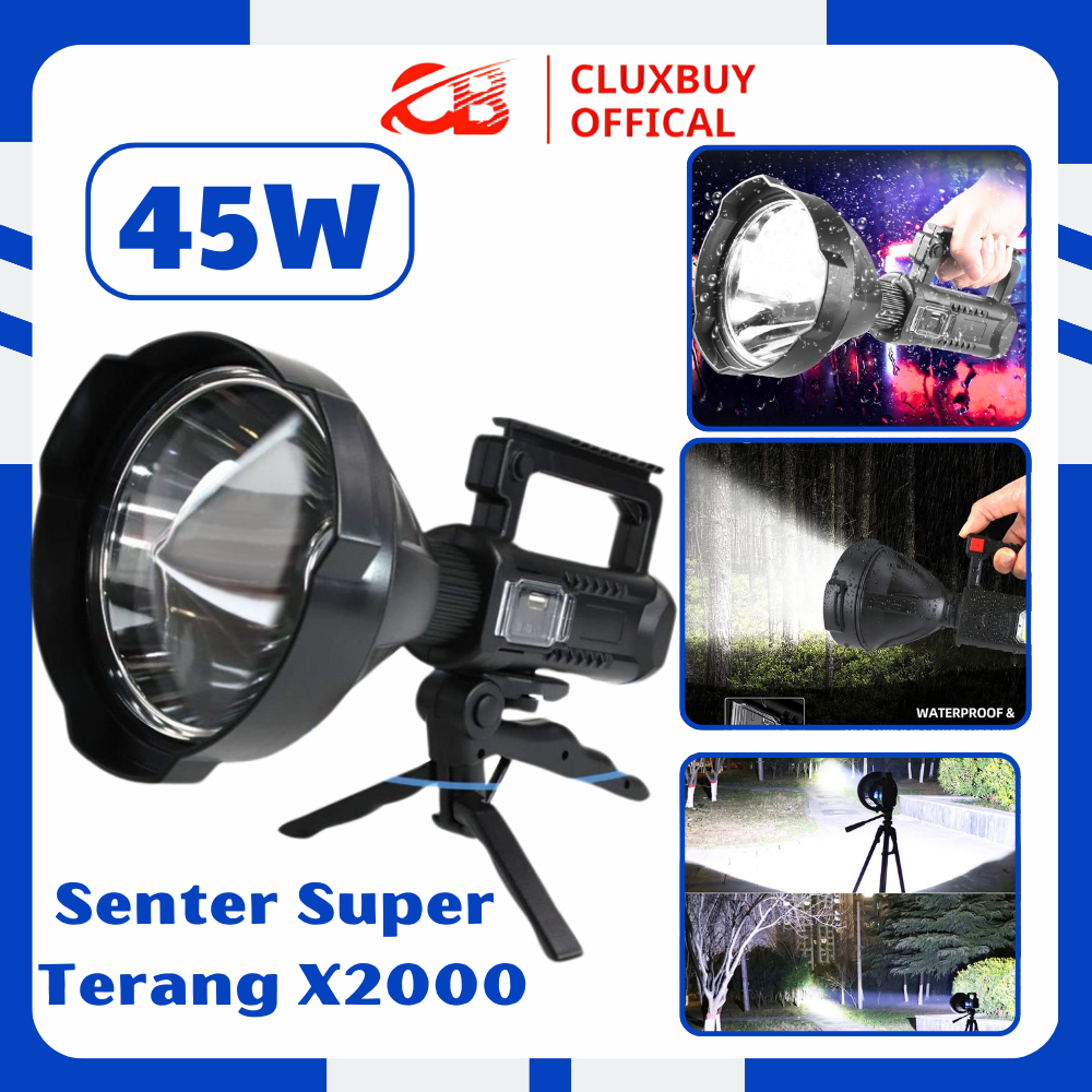 Jual Senter Super Terang X2000, Lampu LED Multi-fungsi, Senter Tahan ...
