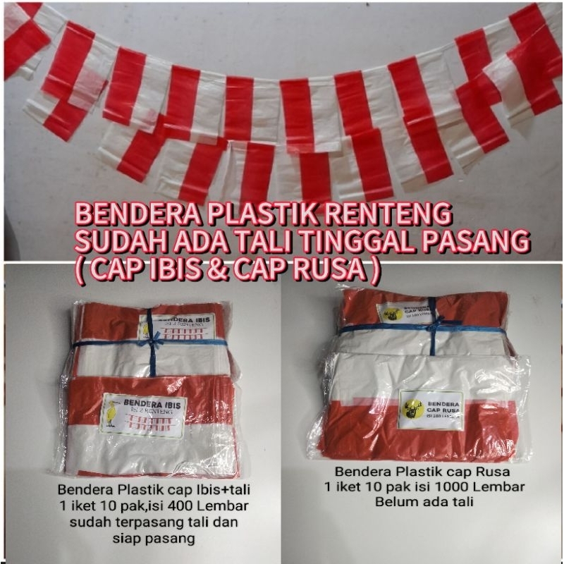 Jual BENDERA PLASTIK RENTENG MERAH PUTIH 1 IKET 10 PAK | Shopee Indonesia