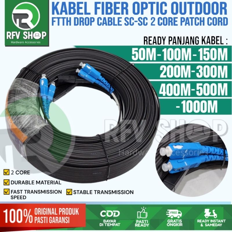 Jual NETLINE KABEL FIBER OPTIC FO SC 2 CORE PRECON FTTH OUTDOOR 500 METER | Shopee Indonesia