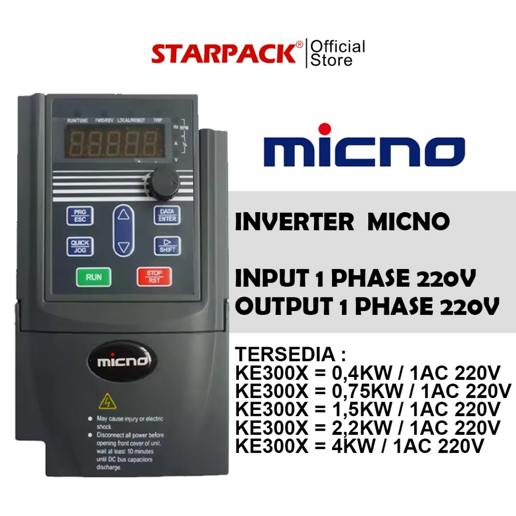 Jual Inverter VFD Micno KE300X Inverter Series Input 1Ph 220v Output ...