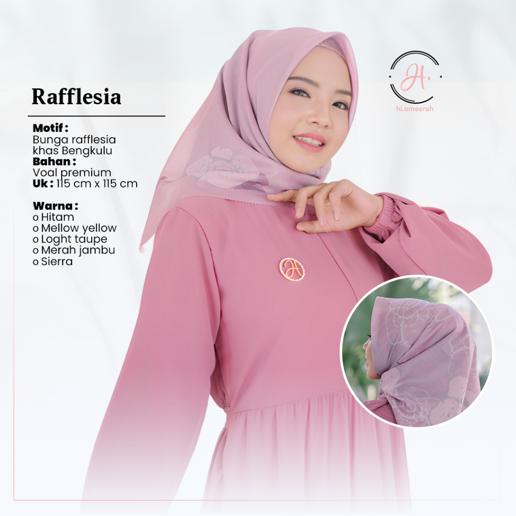 Jual Jilbab Segi Empat Motif Rafflesia Hijab Voal Premium Terbaru Bisa ...