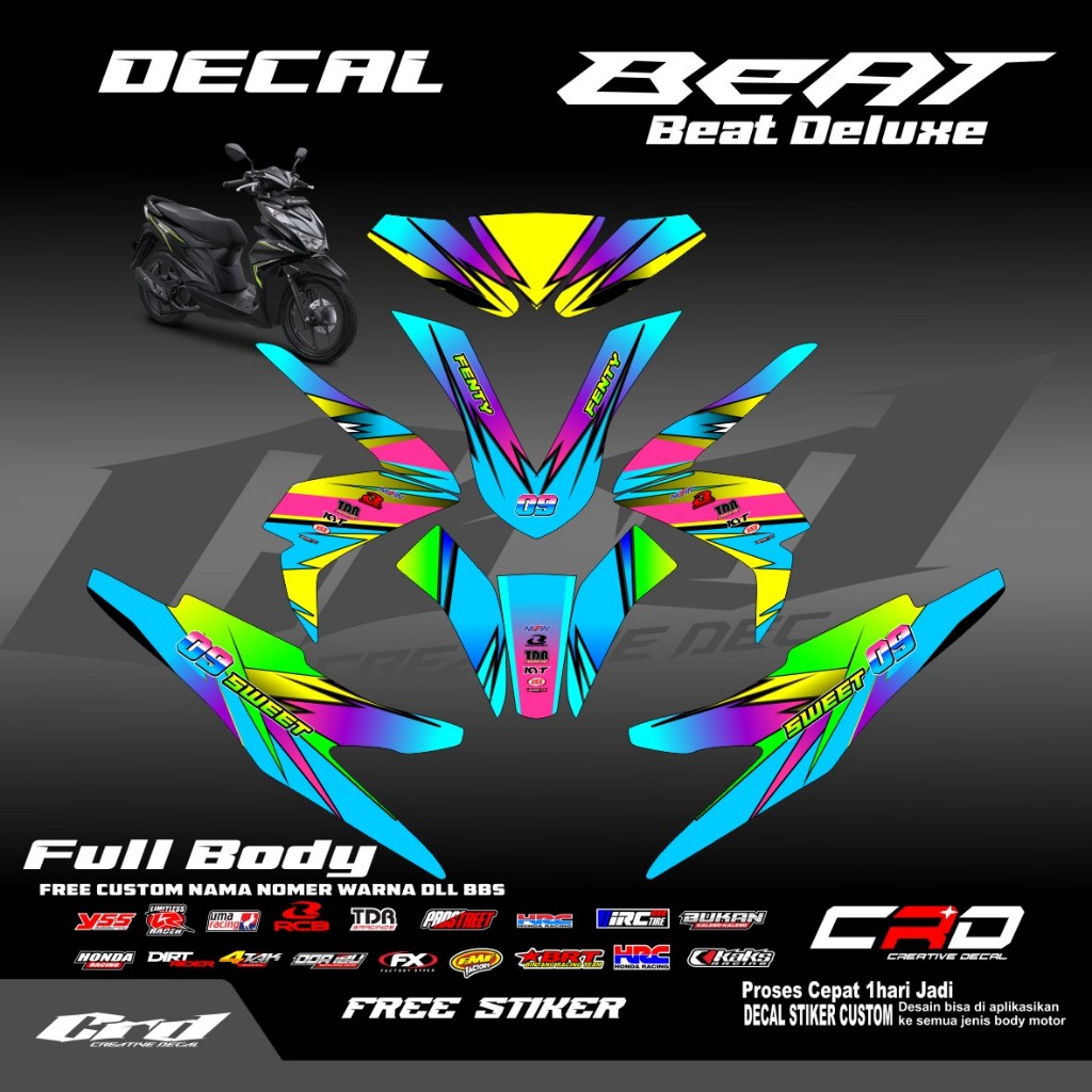 Jual DECAL STICKER HONDA BEAT DELUXE-Full body Motif Racing Desain ...