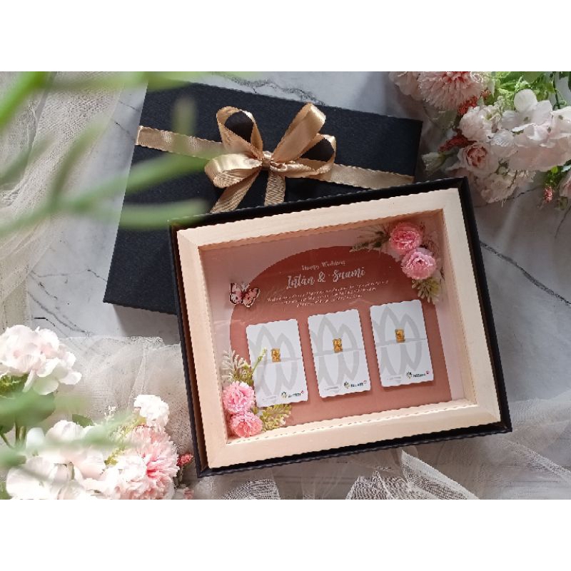 Jual (CUSTOM) FRAME BINGKAI LOGAM MULIA 3D ANTAM MINIGOLD POLAROID LED ...