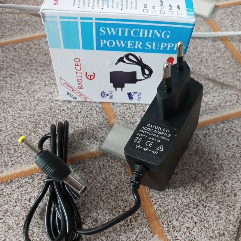 Jual Adaptor / Adapter 9V 2A Switching Jack T 2 pin | Shopee Indonesia