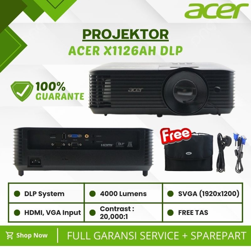 Jual LCD PROYEKTOR ACER X1126AH DLP SVGA 4000 ANSI LUMENS 1920 x 1200 ...
