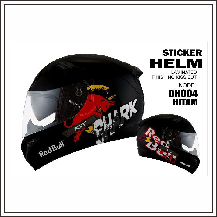 Jual STIKER HELM HALF FACE /FULL FACE TYPE UNIVERSAL REDBUL SHARK ...