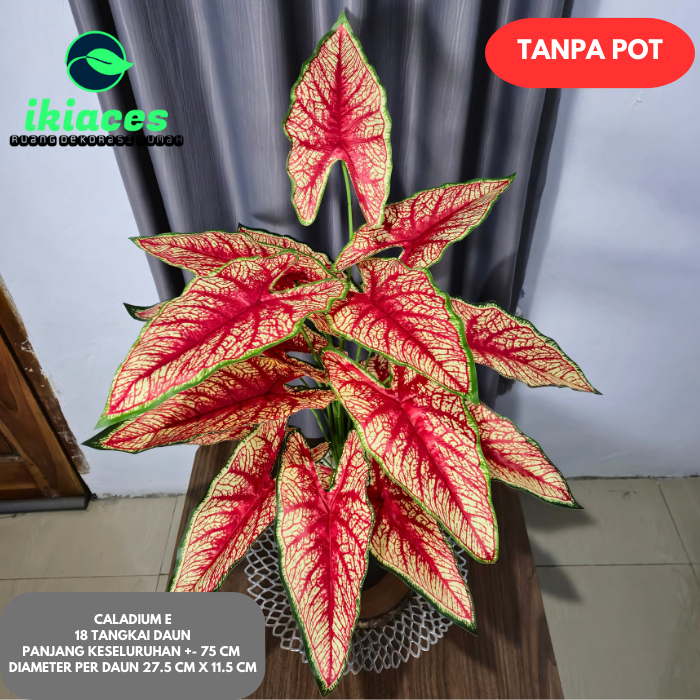 Jual DAUN KELADI PLASTIK DAUN CALADIUM ARTIFISIAL DEKORASI TANAMAN HIAS ...