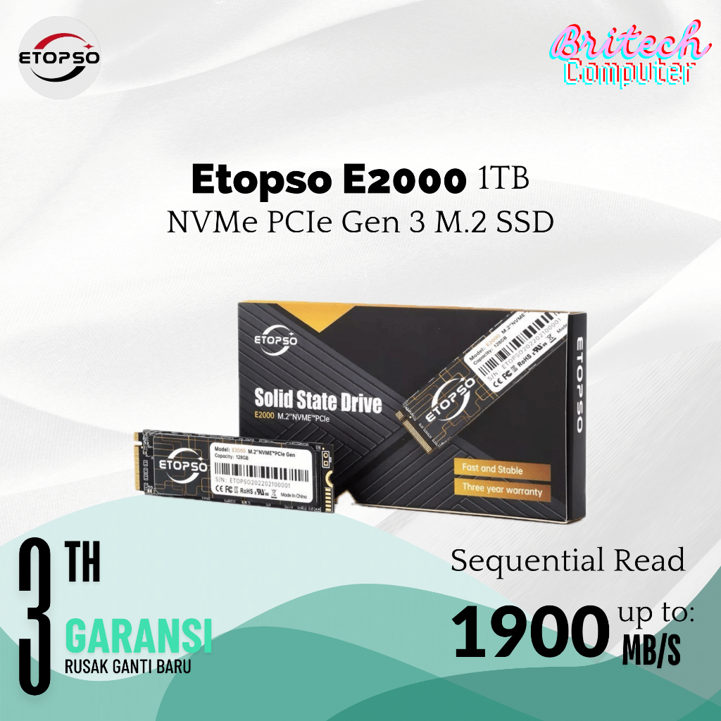 Jual SSD 1TB NVMe PCIe GEN 3 Etopso E200 1TB | Shopee Indonesia