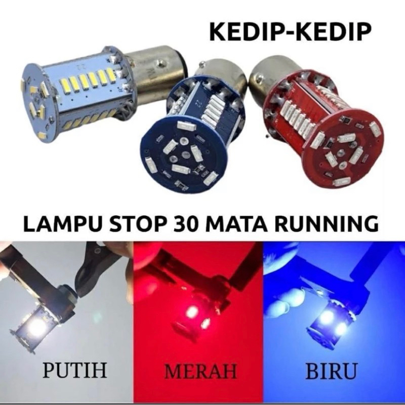 Jual lampu stop rem belakang 30 titik running kedip - led bayonet 30 mata DC 12 VOLT universal ...