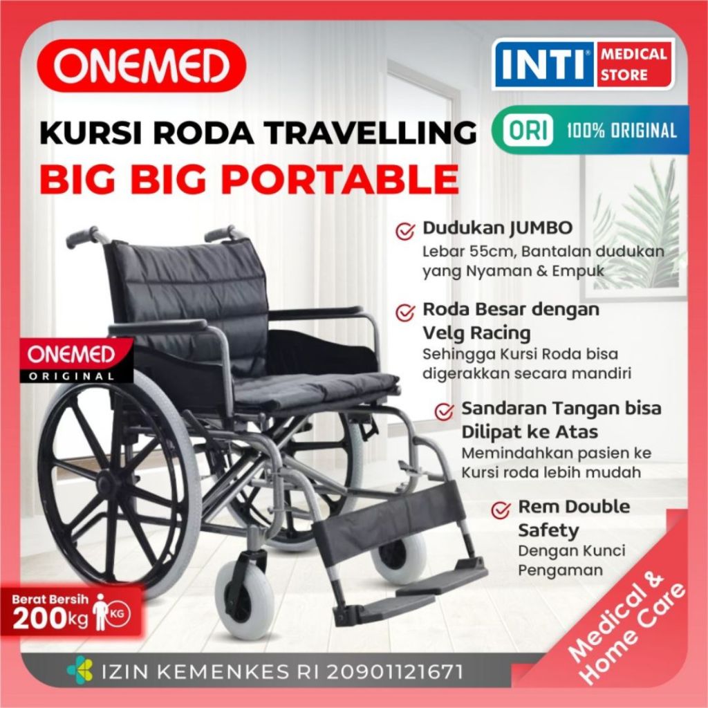 Jual Onemed | Kursi Roda Standar Big Big Lebar 55cm | Portable ...