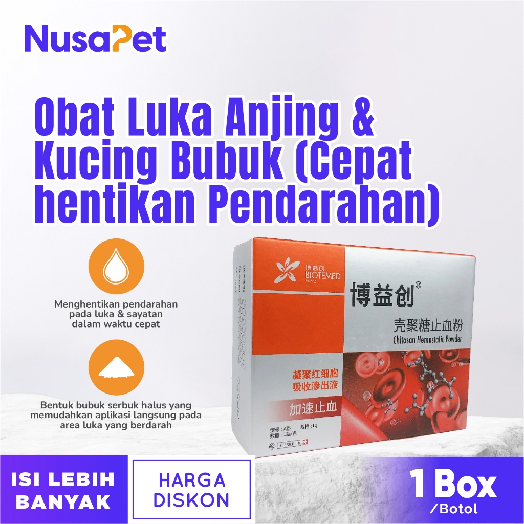 Jual Obat Luka Kucing Bubuk – Obat Luka Anjing Bubuk Chitosan 1 Gram ...