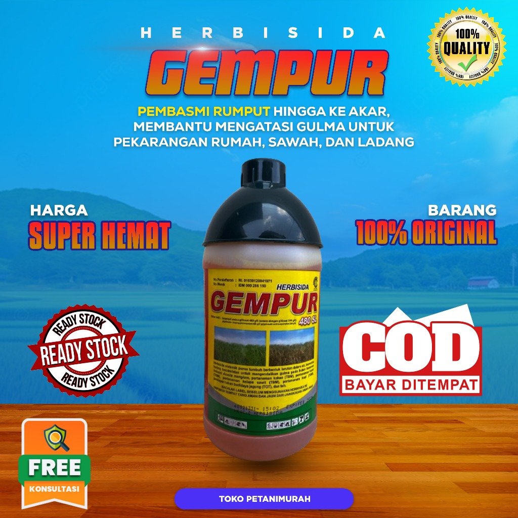 Jual GEMPUR 480 SL GLYFOSAT 1 Liter Pembasmi Rumput Hingga ke Akar ...