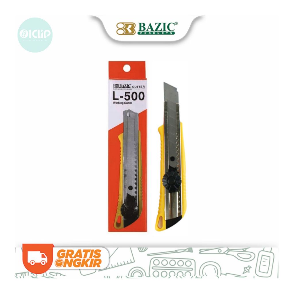 Jual CUTTER BESAR BAZIC L-500 Pemotong Kertas Kardus Serbaguna/Cutter L ...