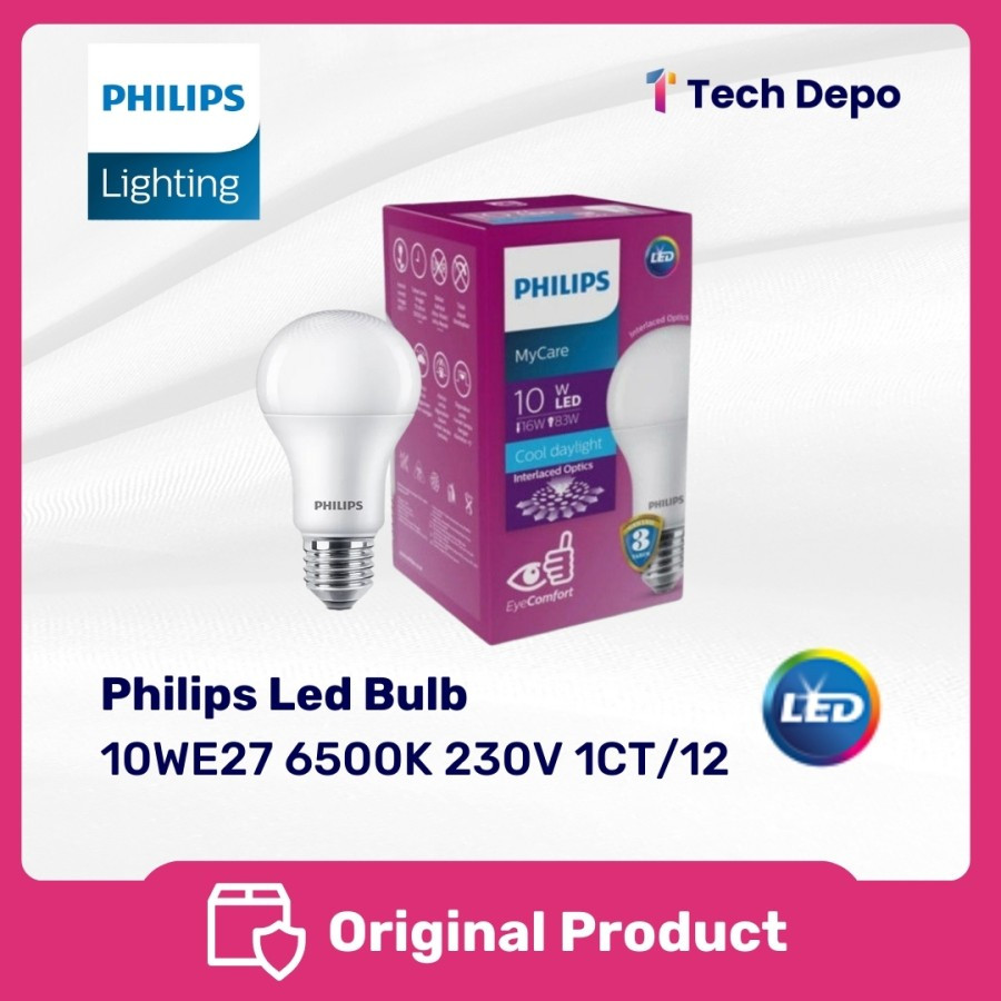 Jual Lampu Philips LED Bulb 10W E27 6500K 230V 1CT/12 Original | Shopee ...