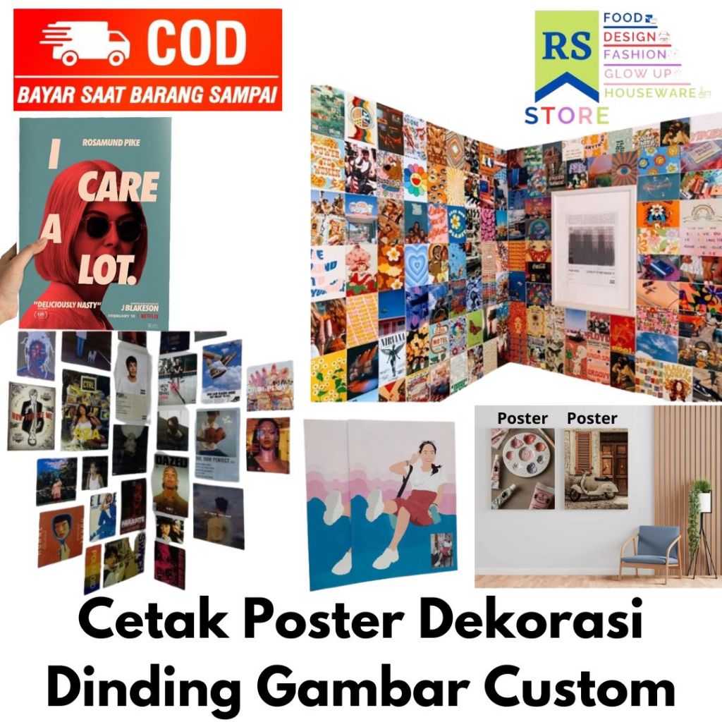 Jual cetak poster aesthetic ukuran a6 a5 art paper tebal, wall decor ...