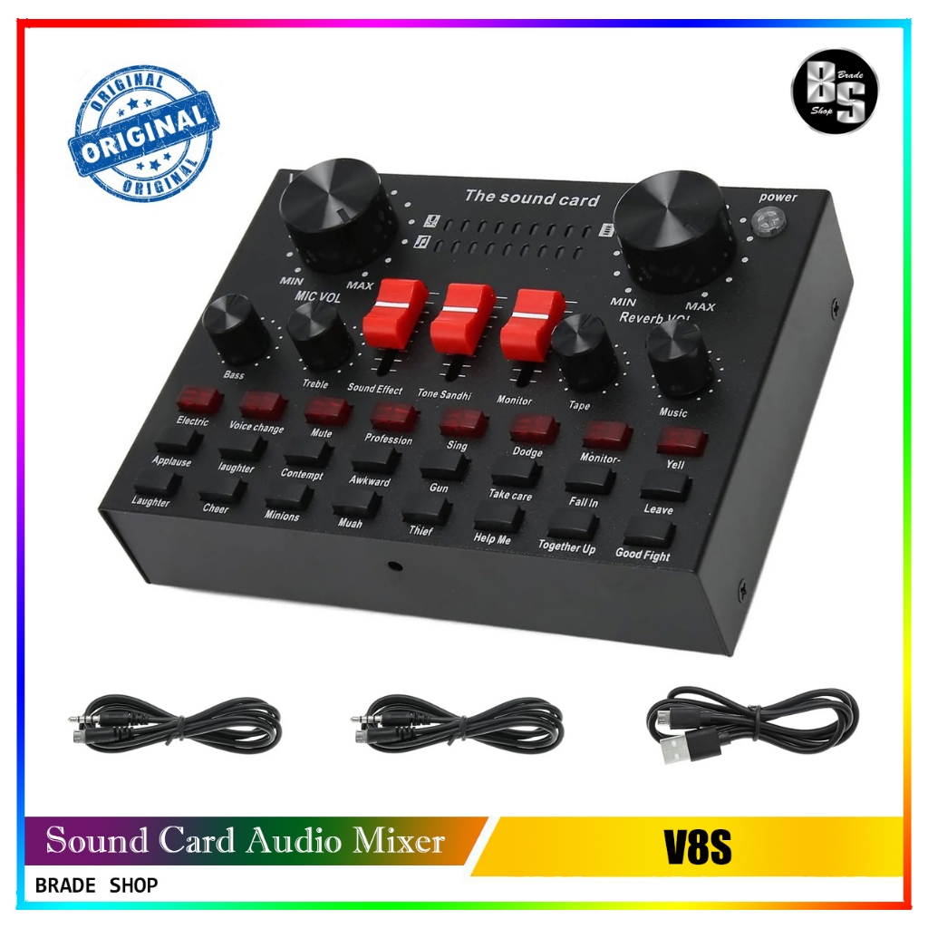 Jual Sound Card V8S Mixer Bluetooth USB Eksternal Audio For Live Streaming - Voice Over Tiktok ...