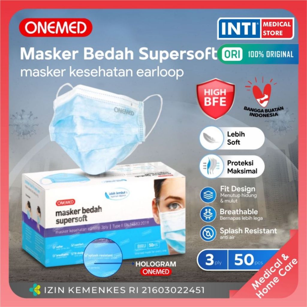 Jual ONEMED | Masker 3 Ply Medis SuperSoft | Masker Bedah Halus | Makser Medis Sekali Pakai ...