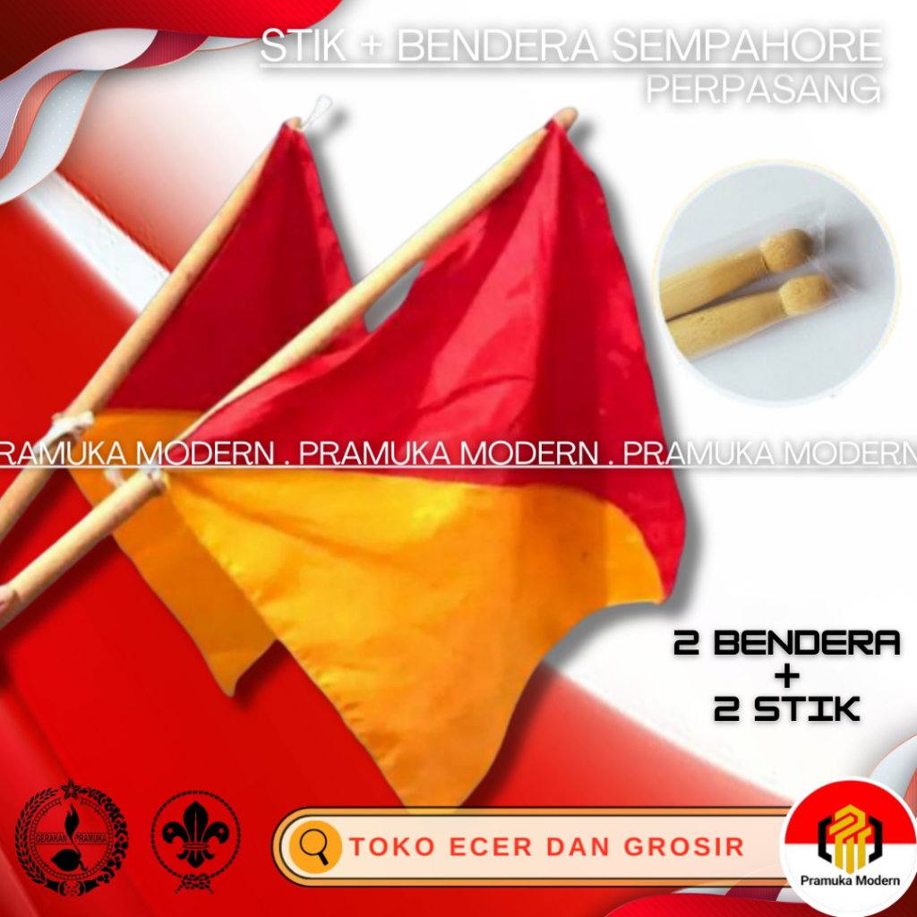 Jual Sepasang bendera semaphore ( 2pcs ) + sepasang stik 60 cm (2pcs ...
