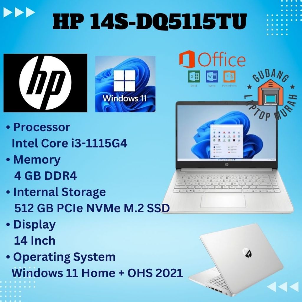 Jual LAPTOP HP 14S DQ5115TU|CORE I3 1215U/8GB/512GB SSD/14"/WIN11/OHS ...