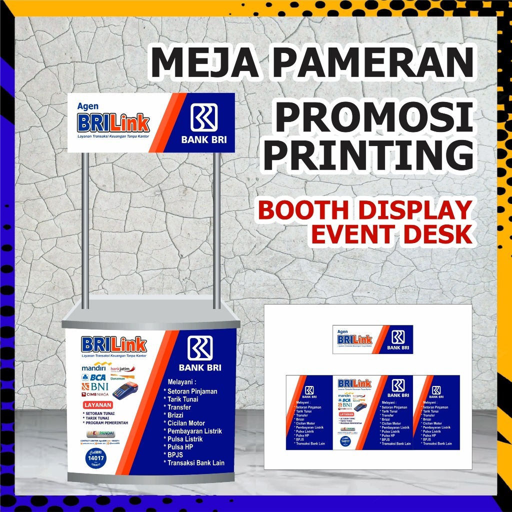 Jual Event Desk Custom BRILINK/Meja Promosi BRILINK/Meja Event Promosi ...
