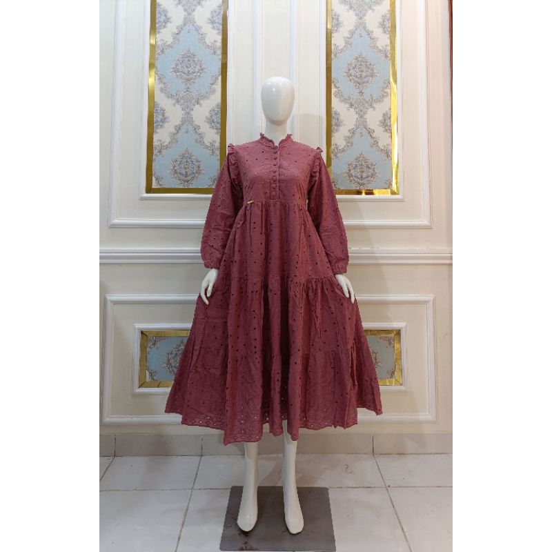Jual Midi Dress Amaya Premium Katun Bordir Bolong Katbol ( By Najwa ...