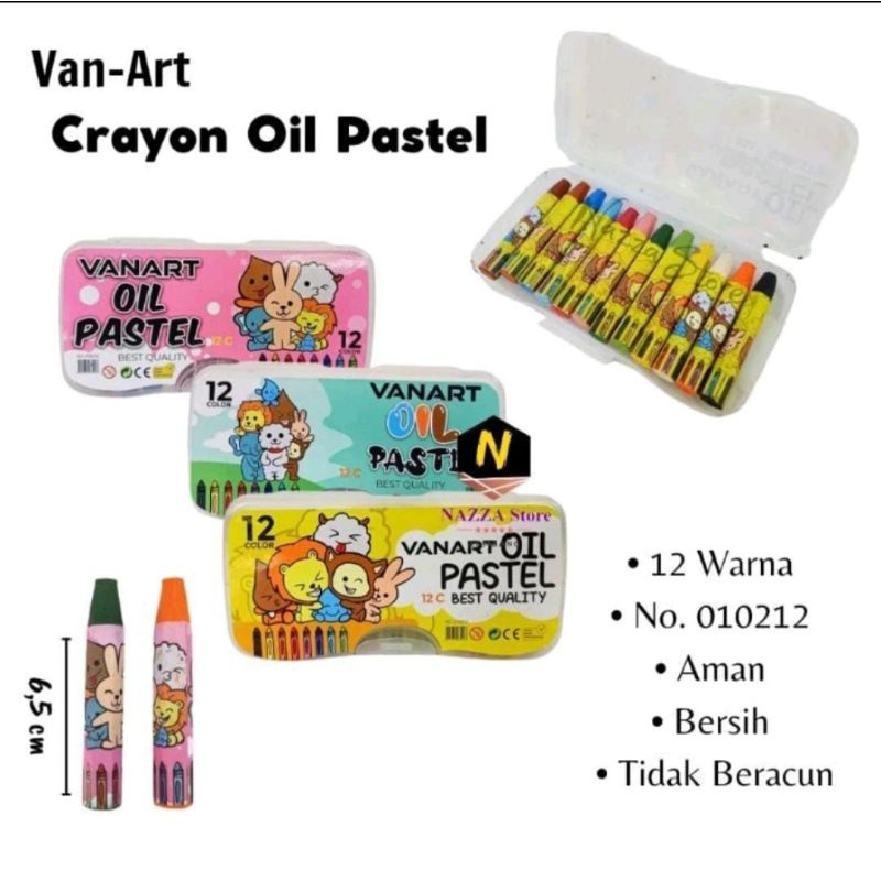 Jual (harga 2 pcs) Crayon Vanart/oil pastel isi 12 warna/krayon animasi ...