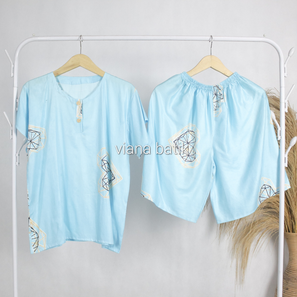 Jual Setelan Baju Tidur Wanita One Set Celana Pendek Bahan Rayon Motif ...