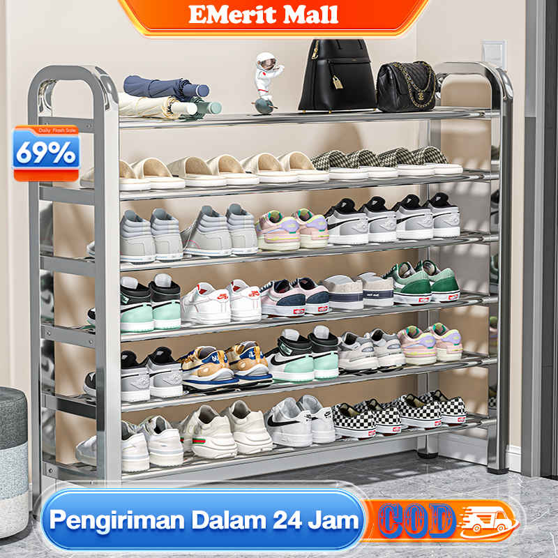 Jual Rak Sepatu Stainless Steel 6 Tingkat Rak Sepatu Kokoh Tempat ...
