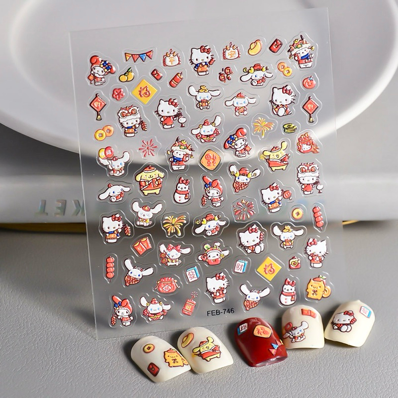 Jual Nail sticker 5D Sanrio Chinese New Year / sticker kuku hello kitty ...
