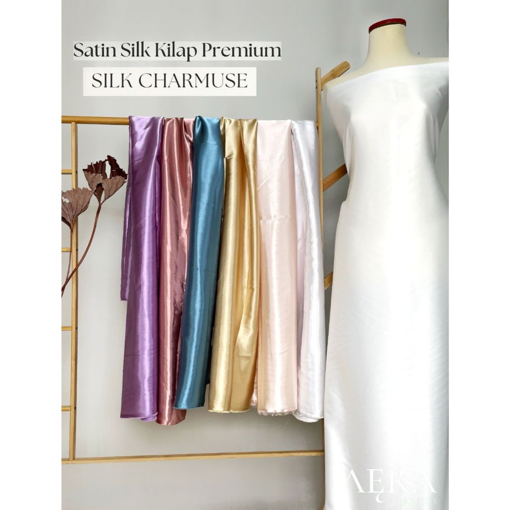 Jual CUST 1 Roll Kain Satin Silk Kilap Premium/ Charmuse Luxury ...