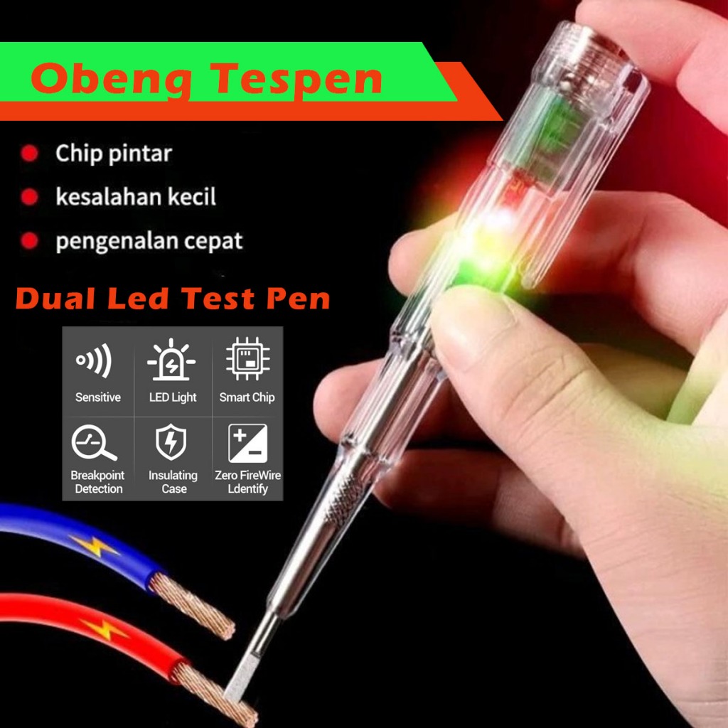 Jual Obeng Tester TesPen Obeng Tes With Indicator Dual LED - Obeng ...