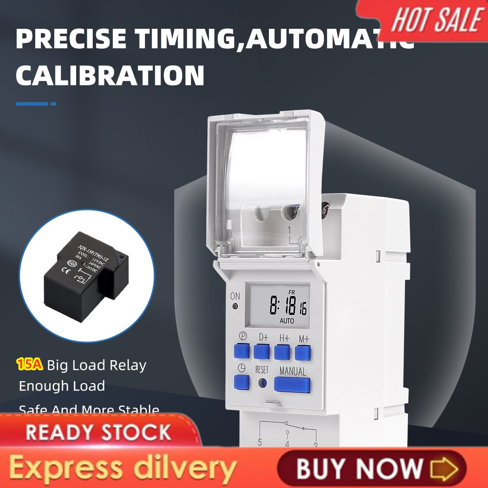 Jual Din Rail 2 wire Weekly 7 Days Programmable Digital TIME SWITCH Relay Timer Control AC 220V ...