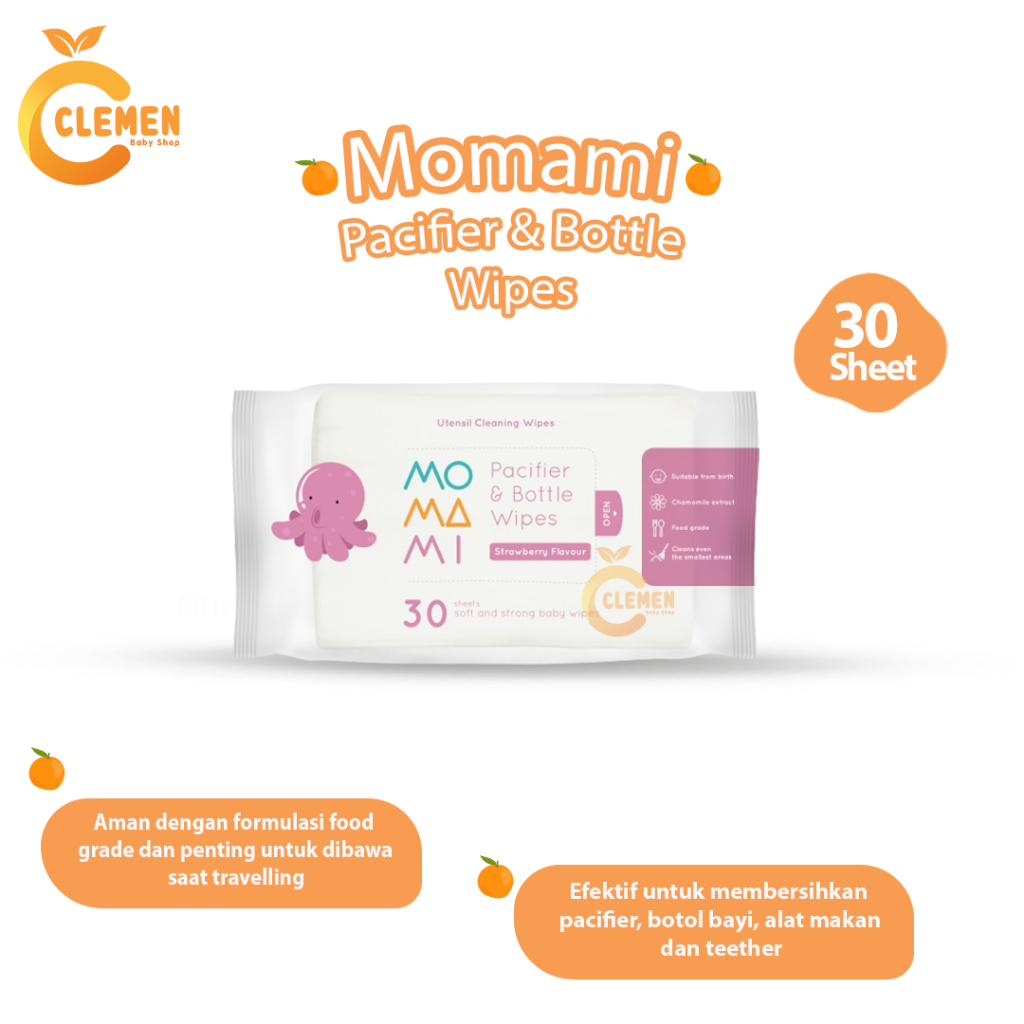 Jual MoMaMi Pacifier & Bottle Wipes 30s' (Tisu Basah Food Grade ...