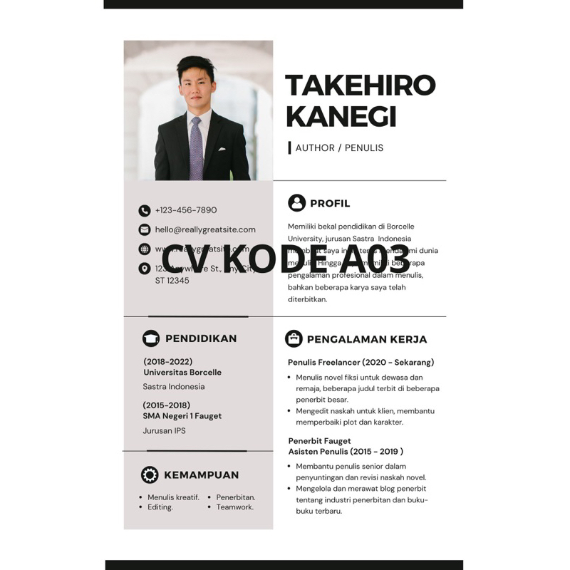 Jual CV KODE A03 | CV ATS FRIENDLY | Shopee Indonesia