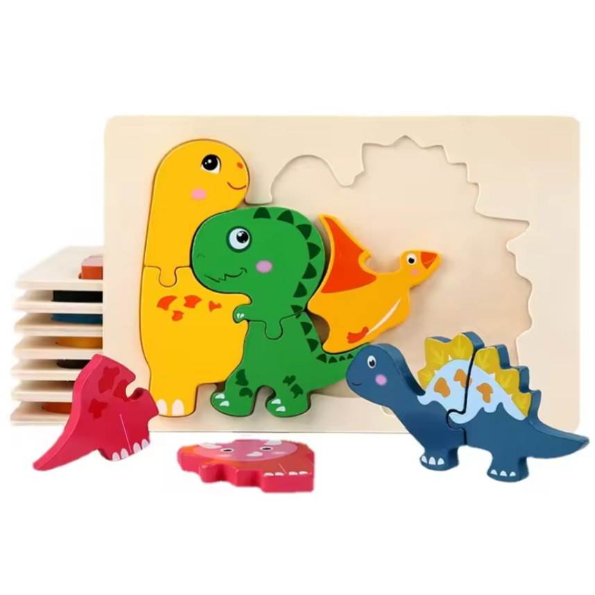 Jual Mainan Edukasi Anak Puzzle Kayu 3D Wooden Puzzle Timbul Model Dino ...