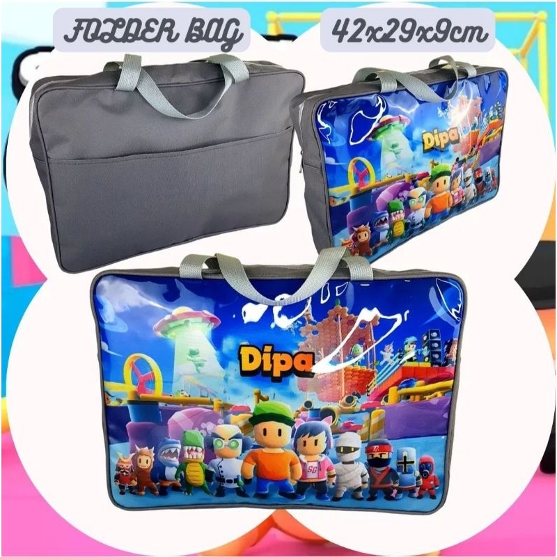 Jual FOLDER BAG PRINT CUSTOM KARAKTER NAMA Tas Les Anak Sekolah Besar DATA BAG BRINGS FILE FOLIO ...