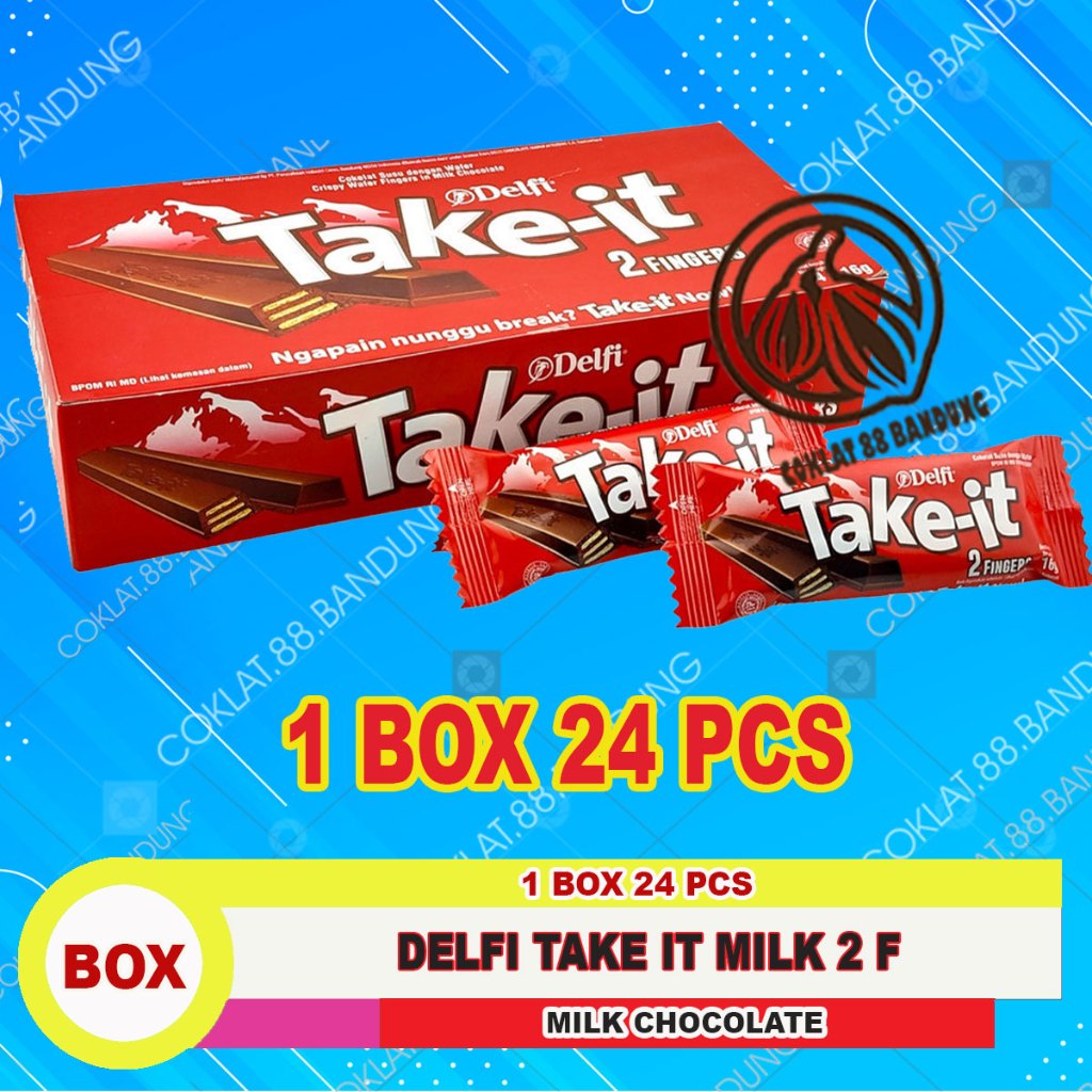 Jual DELFI TAKE IT 2F MILK CHOCOLATE 1 BOX 24 X 16GR, TAKE IT DELFI 2 FINGERS COKLAT 16 GRAM ...