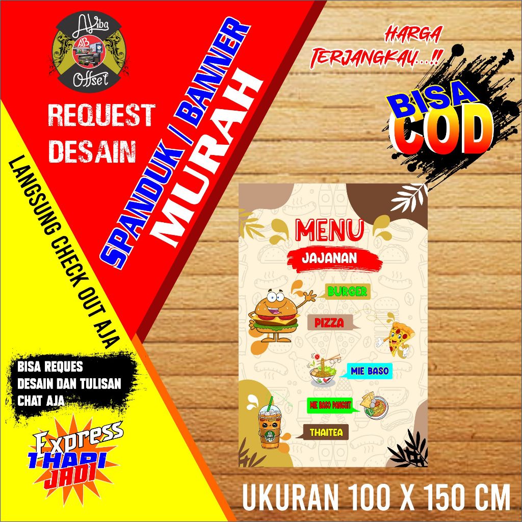 Jual SPANDUK/BANNER CUSTOM MENU JAJANAN UKURAN 100X150CM | Shopee Indonesia